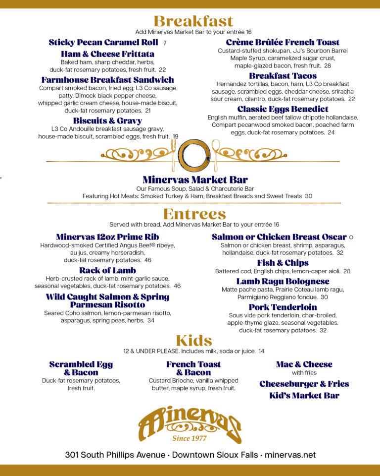 Easter menus released for Grille 26, Minervas - SiouxFalls.Business